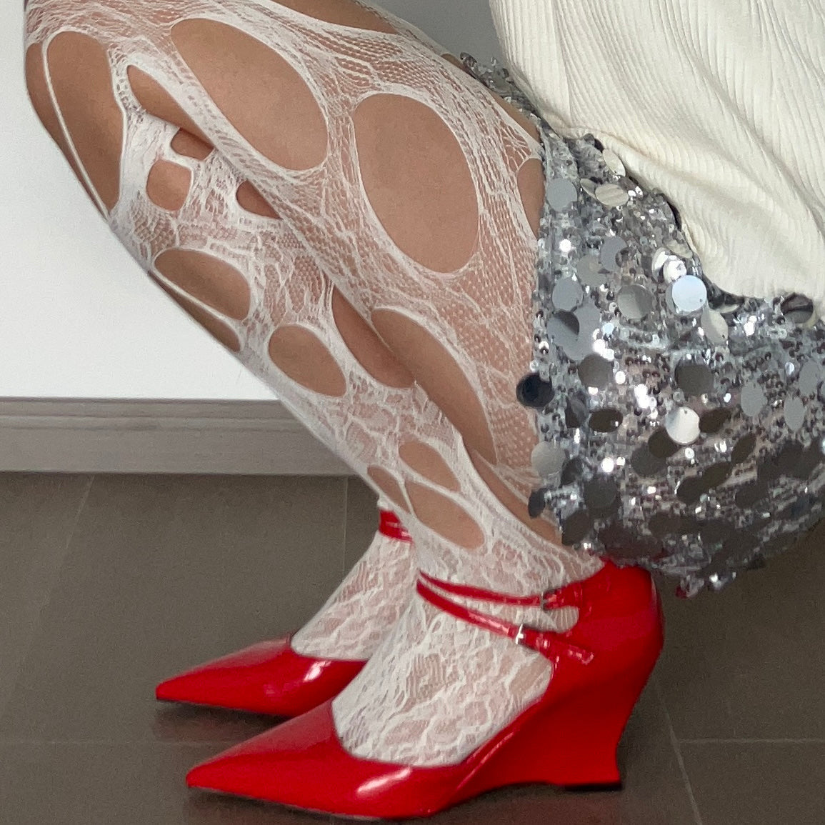 White Ripped Fishnet Tights – Moody MuMu