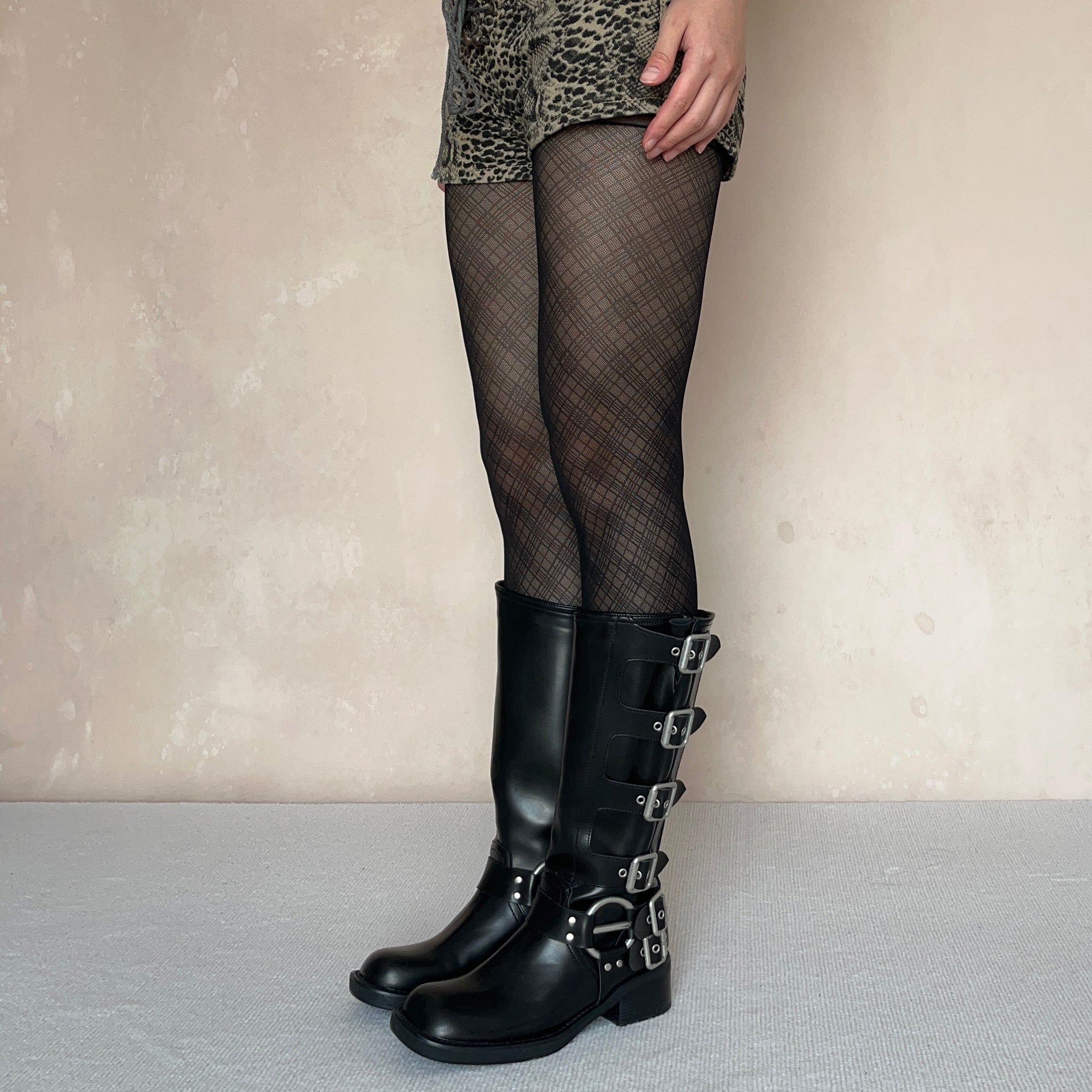 Black Check Pattern Sheer Tights – Moody MuMu